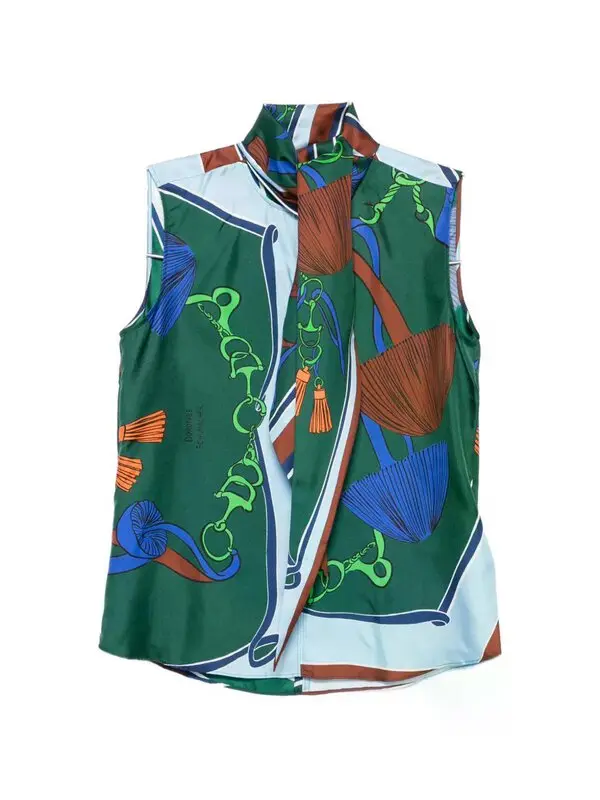 Dorothee Schumacher Sleeveless Graphic Print Pussy-bow Blouse