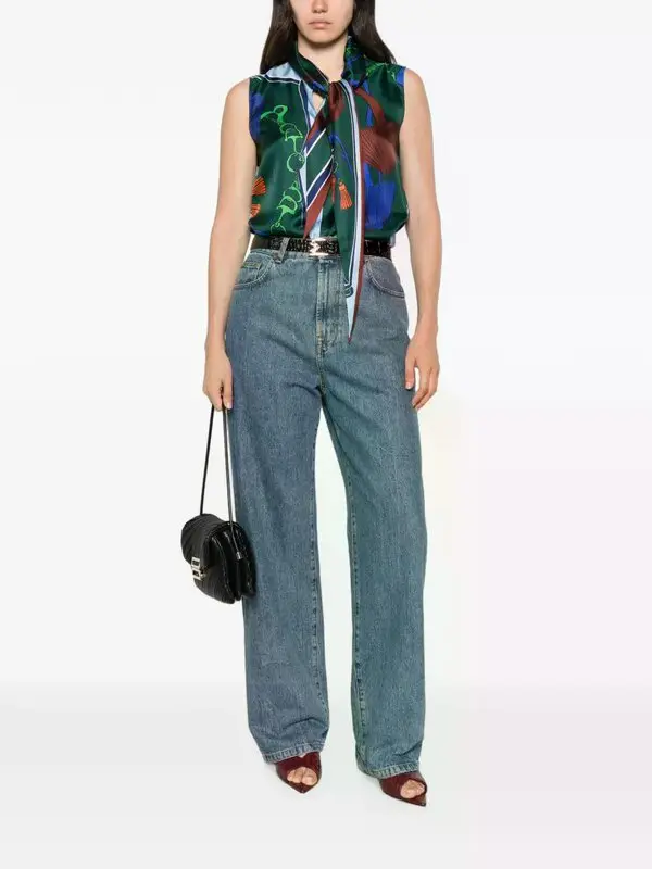 Dorothee Schumacher Sleeveless Graphic Print Pussy-bow Blouse