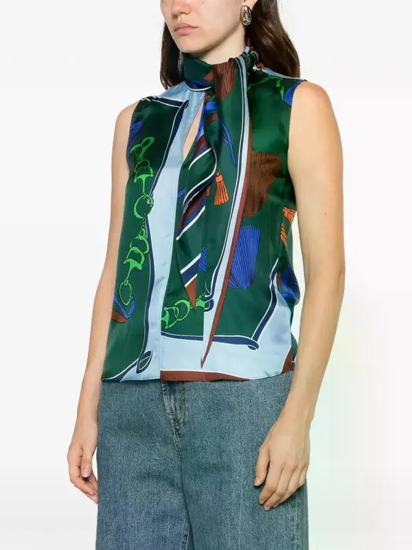 Dorothee Schumacher Sleeveless Graphic Print Pussy-bow Blouse