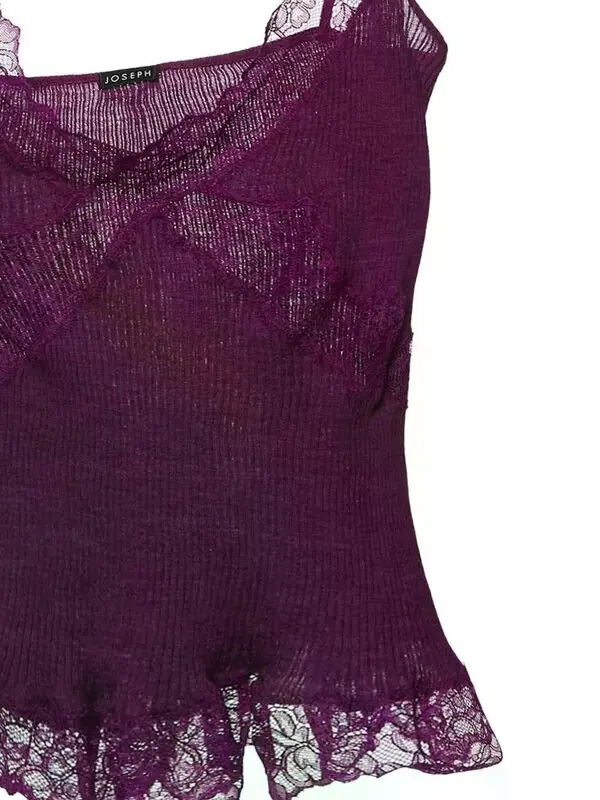 JOSEPH Ribbed Knit Lace Trim Top