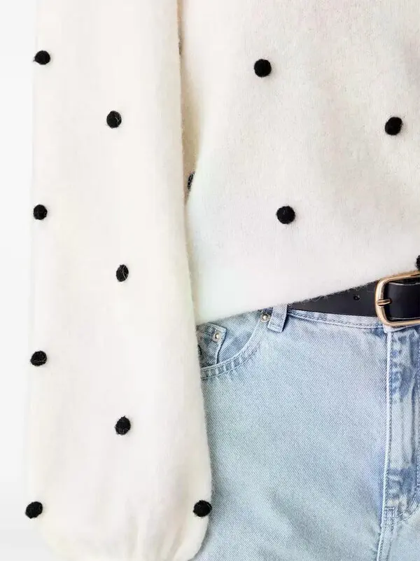GESTUZ Pom-pom Balloon-sleeve Sweater