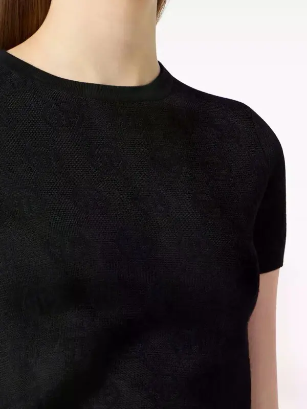 Philipp Plein Jacquard-monogram Merino-wool T-shirt