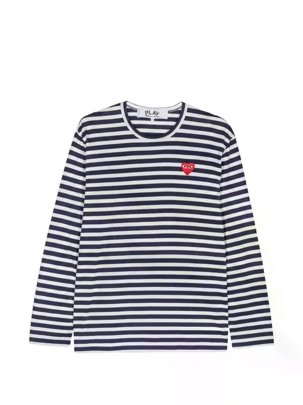 Play Comme Des Garcon Heart-patch Striped T-shirt