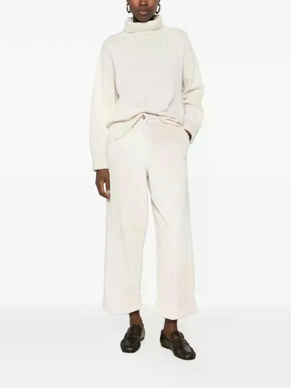 KILTIE Cream White Knitted Turtleneck Sweater