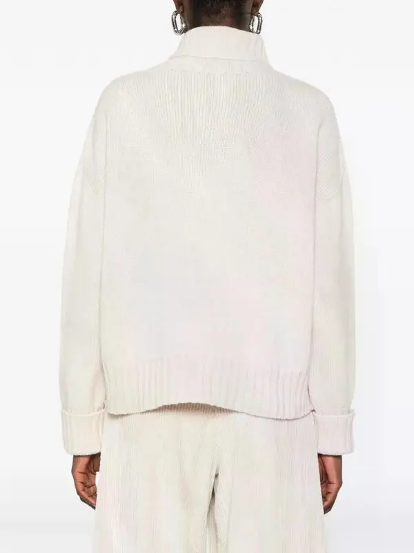 KILTIE Cream White Knitted Turtleneck Sweater