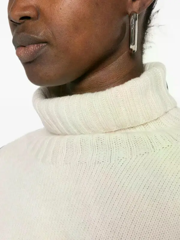 KILTIE Cream White Knitted Turtleneck Sweater