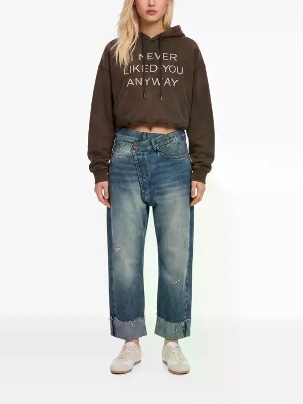 R13 Crossover Frayed Jeans