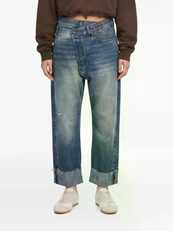 R13 Crossover Frayed Jeans