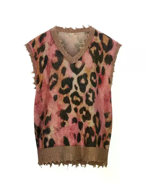 R13 Leopard-print Distressed Sweater