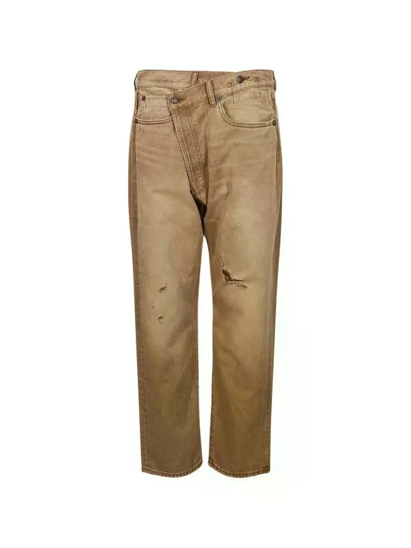 R13 Crossover Distressed Crossover-waist Jeans