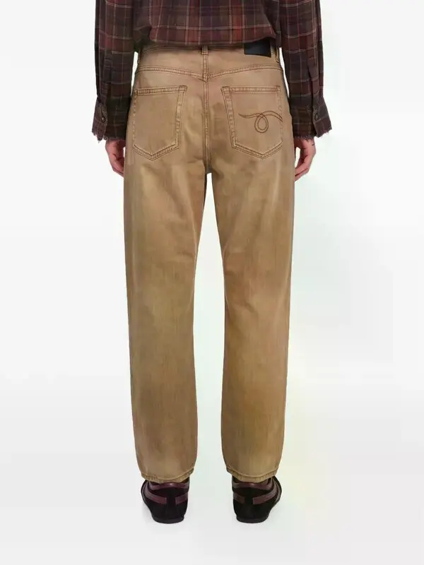 R13 Crossover Distressed Crossover-waist Jeans