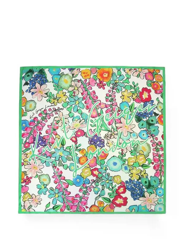 Kurt Geiger Floral-print Logo-script Scarf