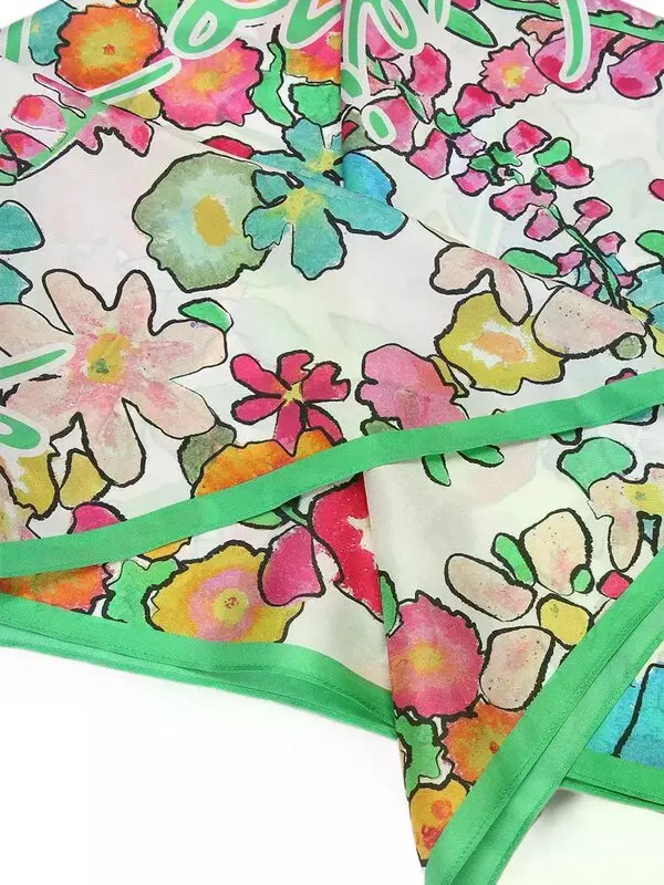 Kurt Geiger Floral-print Logo-script Scarf