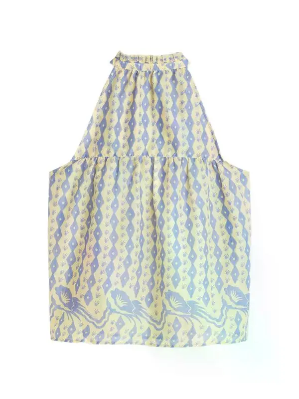 Scotch & Soda Sleeveless Cotton Blouse With Ruffled Collar And Beaded Detailing