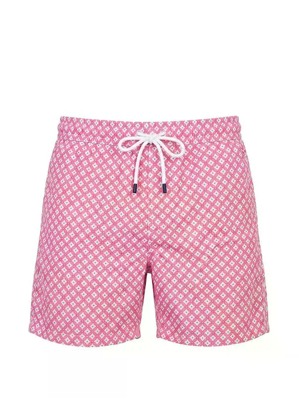 Fedeli Geometric-print Drawstring Swim Shorts