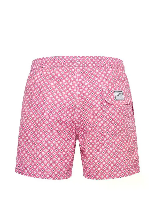 Fedeli Geometric-print Drawstring Swim Shorts