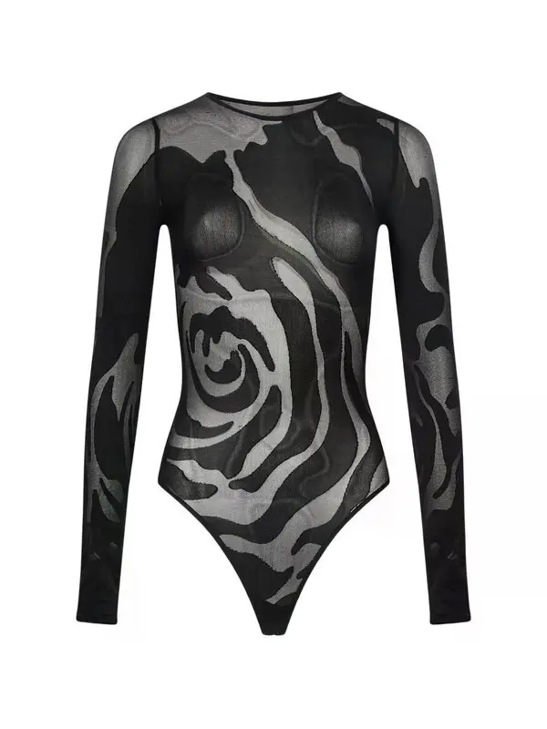 Wolford Rose-pattern Mesh Bodysuit - Black