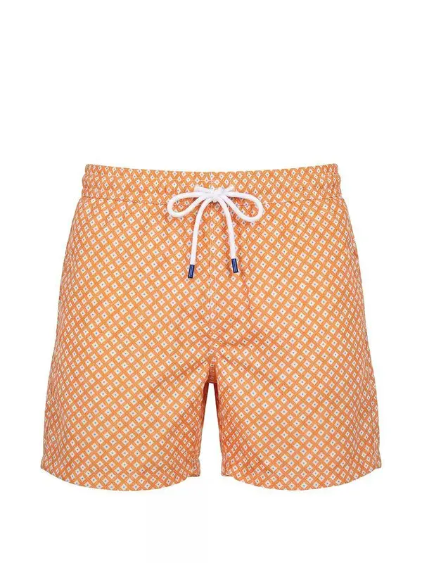Fedeli Geometric-print Drawstring Swim Shorts