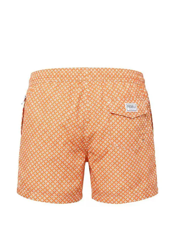 Fedeli Geometric-print Drawstring Swim Shorts
