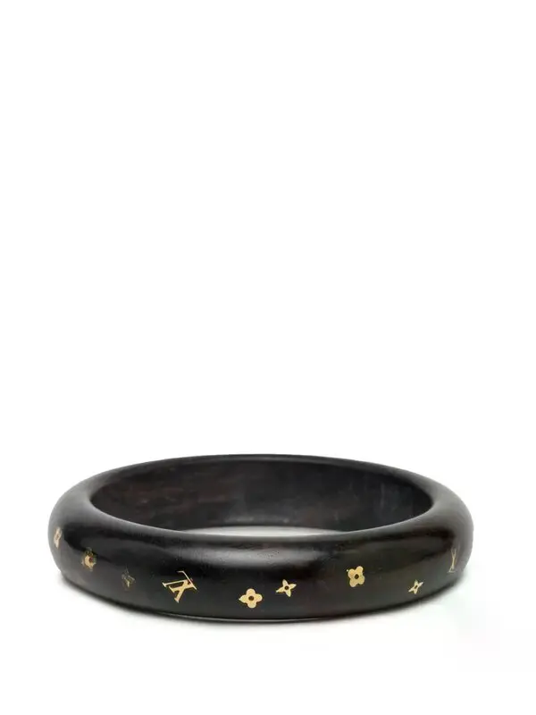 LOUIS VUITTON 2009 Monogram Tiger Wood Brass Sylvania Bangle Costume Bracelet
