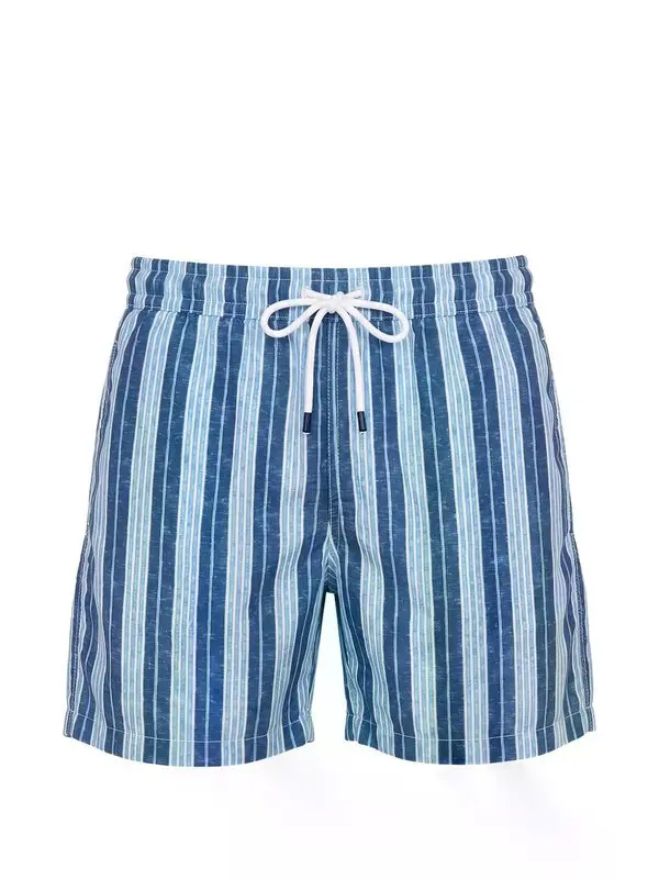 Fedeli Striped-print Drawstring Swim Shorts