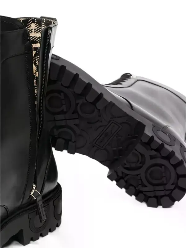 FERRAGAMO Gancini Leather Combat Boots