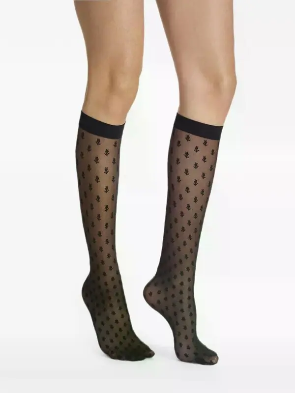 Wolford Blossom Floral-pattern Knee-high Socks