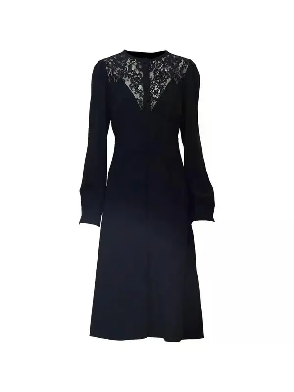 N°21 Lace-insert Long-sleeve Midi Dress