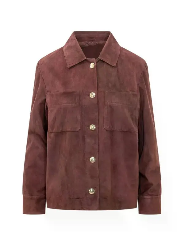 Max Mara Abisso Button-up Suede Jacket - Red
