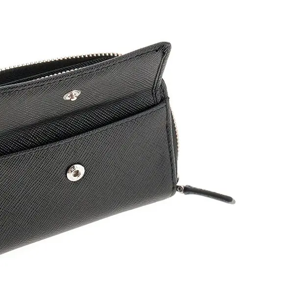 Prada Saffiano Leather Cardholder Pouch With Strap