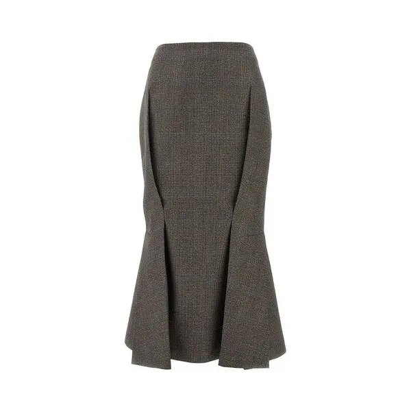 Prada Prince Of Wales Wool Midi Skirt