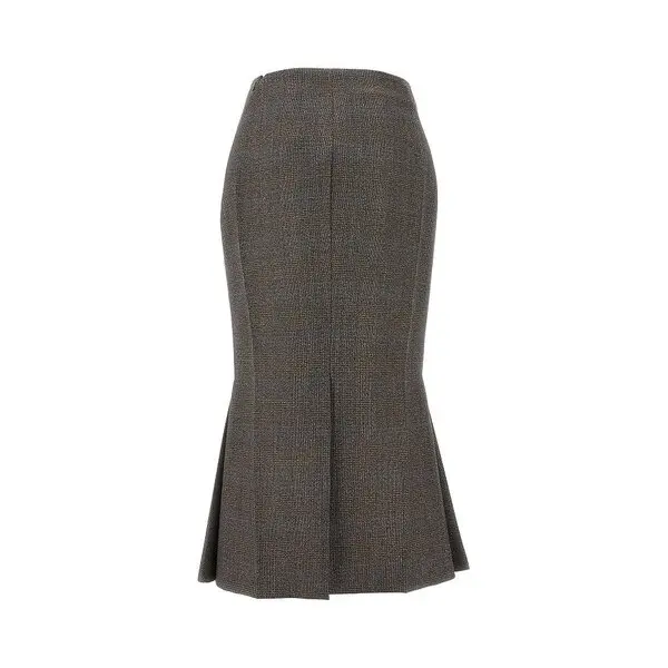 Prada Prince Of Wales Wool Midi Skirt