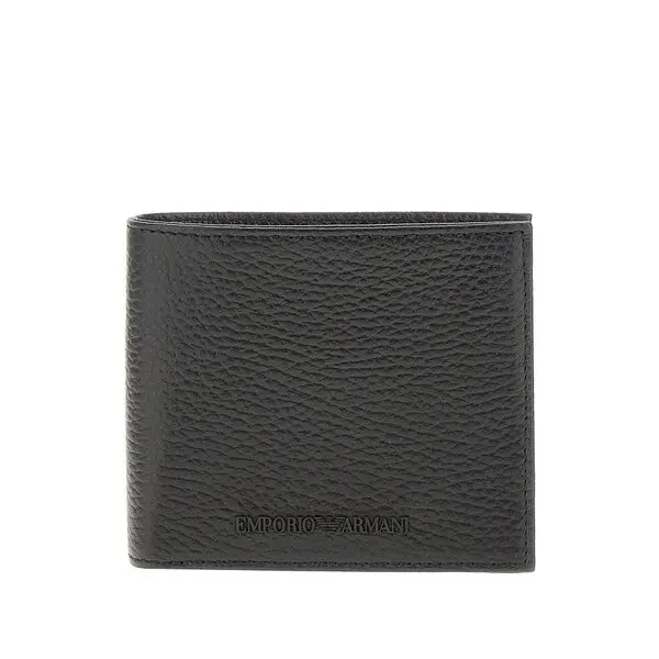 Emporio Armani Grained Leather Bi-fold Wallet - Black
