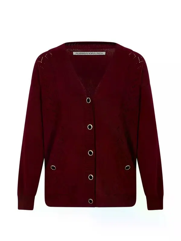 Alessandra Rich Pointelle-knit Button-down Cardigan - Red
