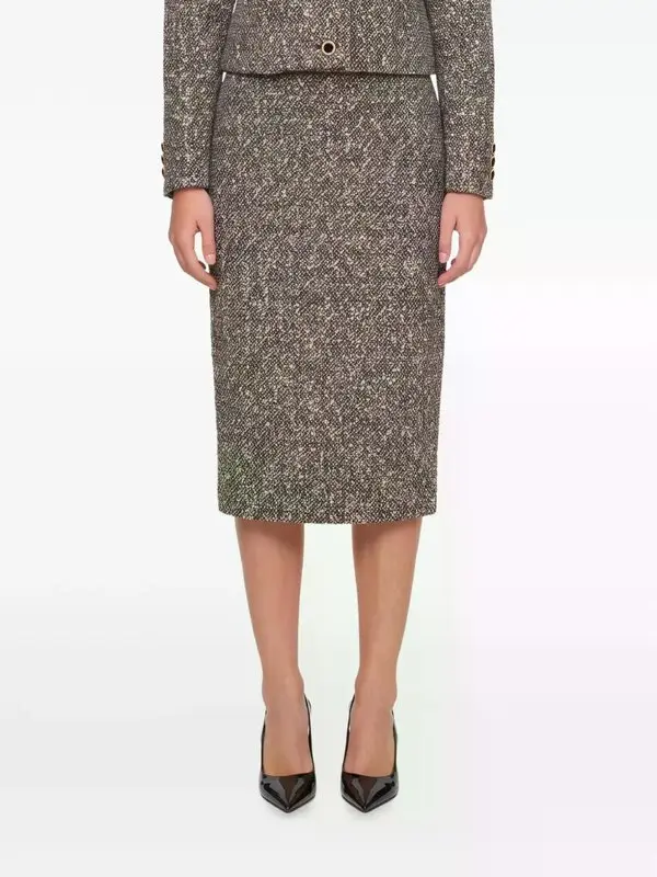 Alessandra Rich Bouclé-knit Pencil Midi Skirt