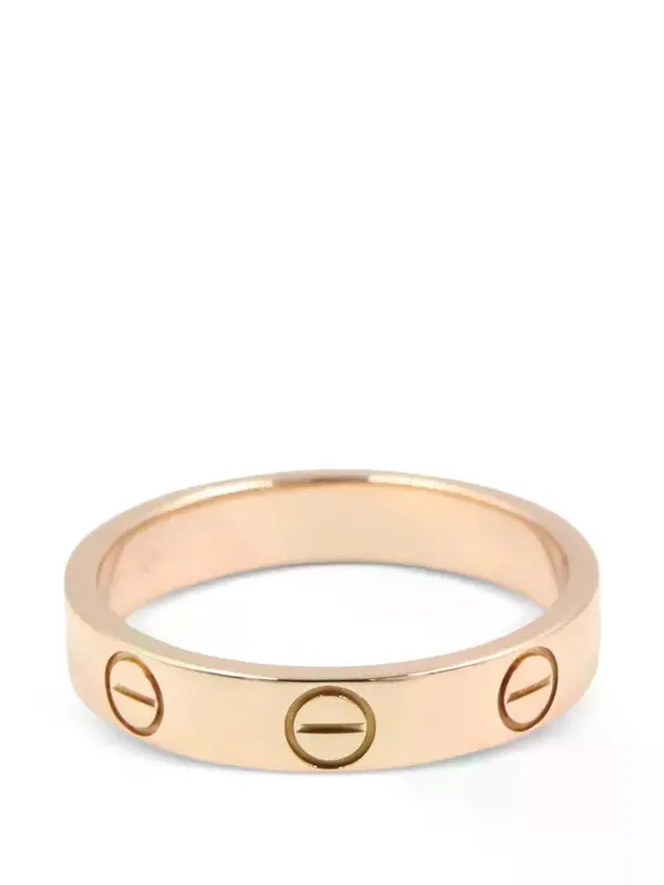 Cartier 18k Rose Gold Engraved Logo Band Ring - Pink