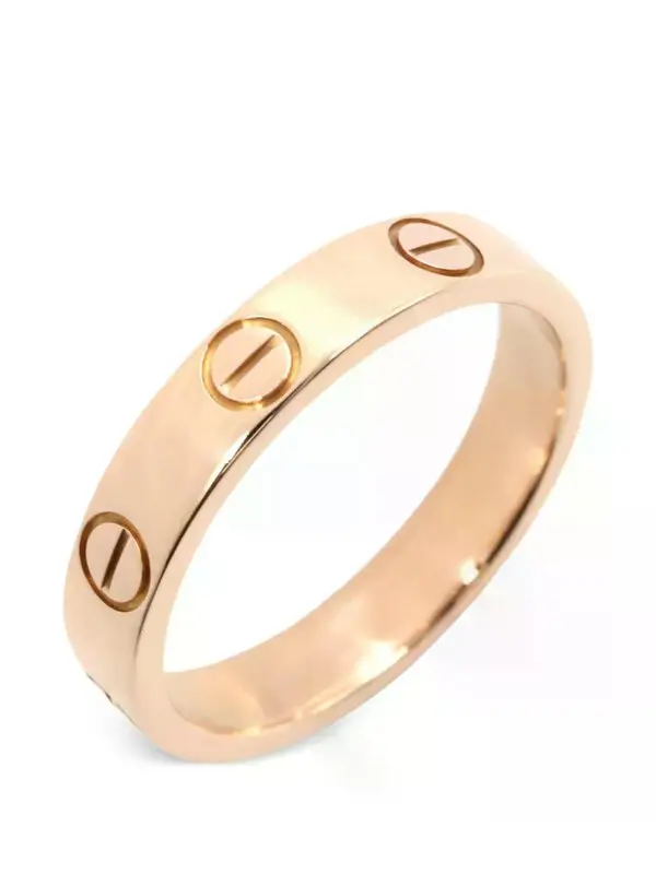 Cartier 18k Rose Gold Engraved Logo Band Ring