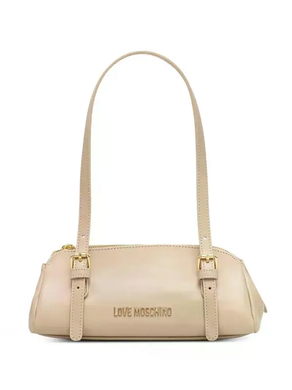 Moschino Buckle-detail Logo-plaque Shoulder Bag - Neutrals