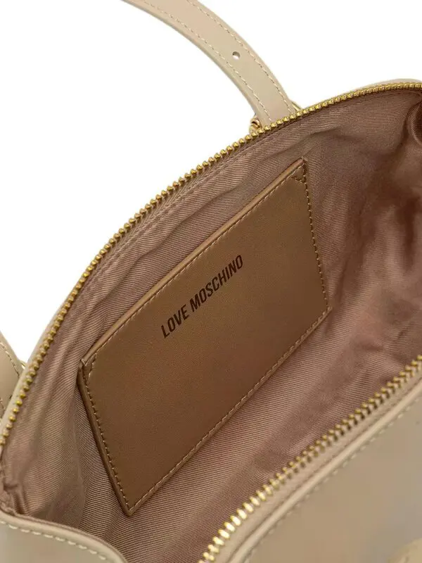 Moschino Logo Plaque Shoulder Bag - Neutrals