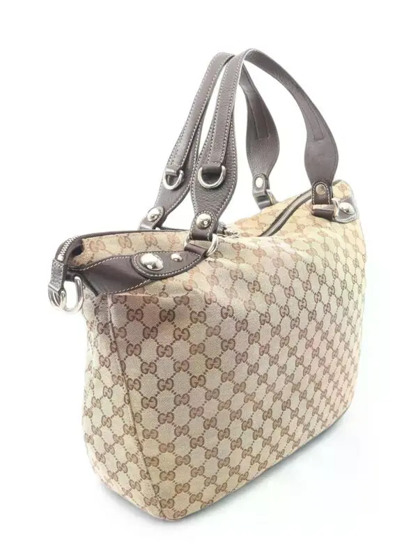 Gucci 2010s Icon Bit Satchel Gg Canvas Tote Bag - Neutrals