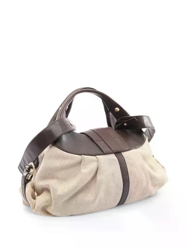 BVLGARI 2000s Chandra Leather-trim Tote Bag