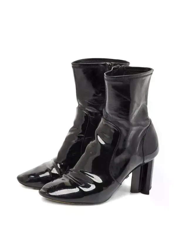 LOUIS VUITTON Patent Leather Block Heel Boots