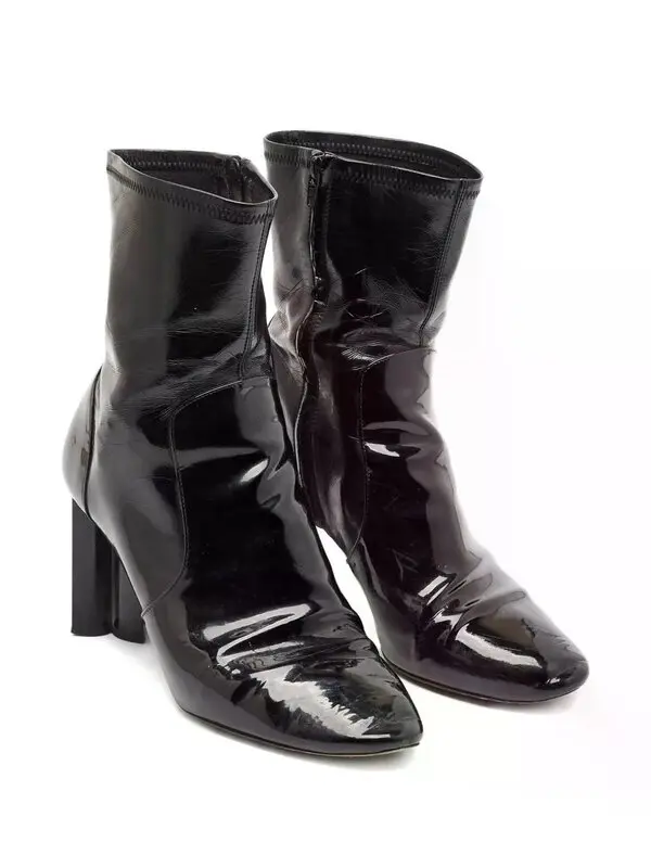 LOUIS VUITTON Patent Leather Block Heel Boots