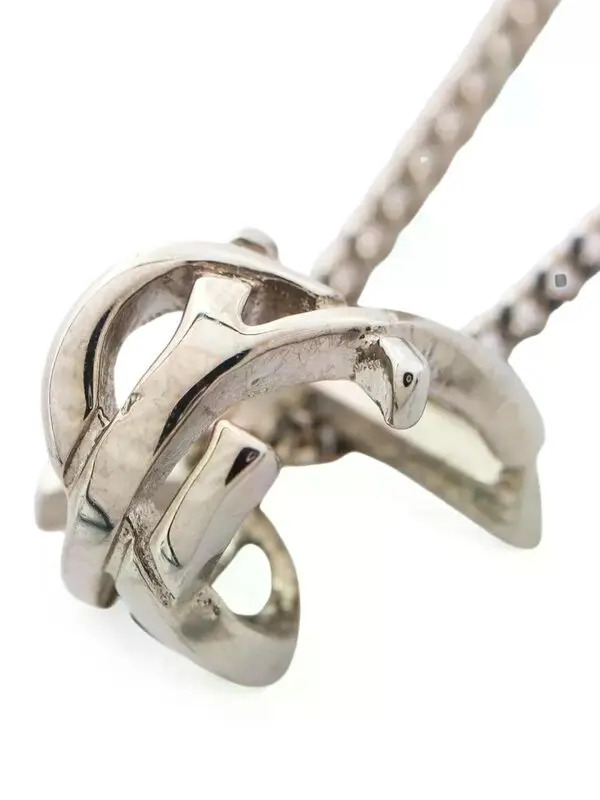 Saint Laurent Monogram Pendant Twist Detail Necklace
