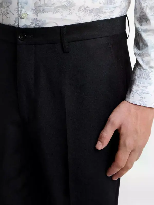 Etro Wool Flannel Trousers With Crease Detail