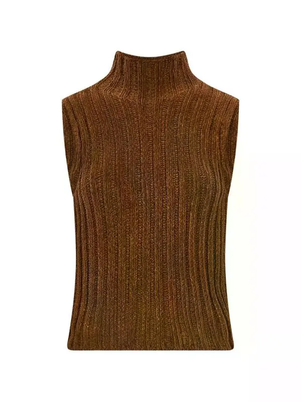R13 Sleeveless Ribbed Knit High Neck Sweater