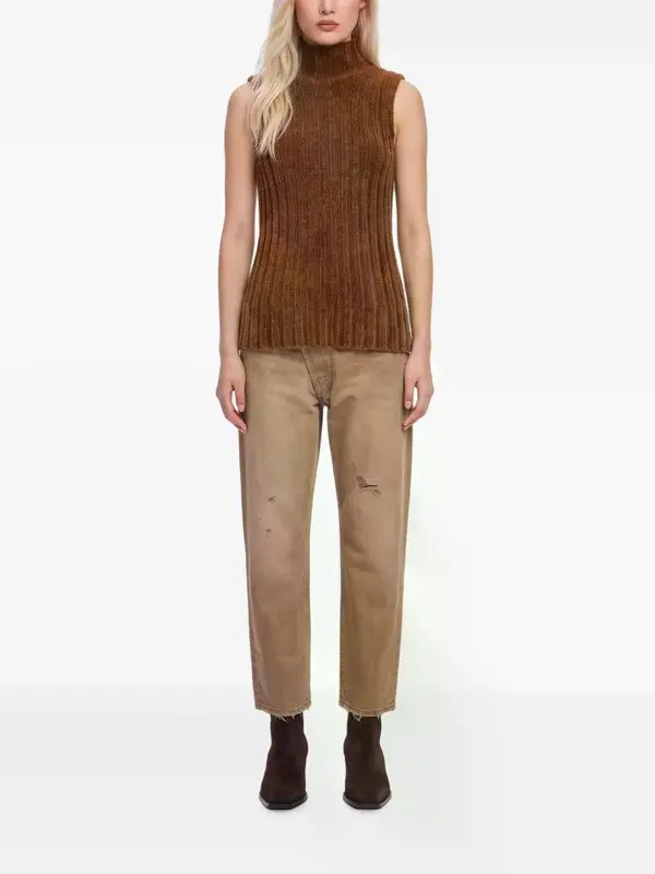 R13 Sleeveless Ribbed Knit High Neck Sweater