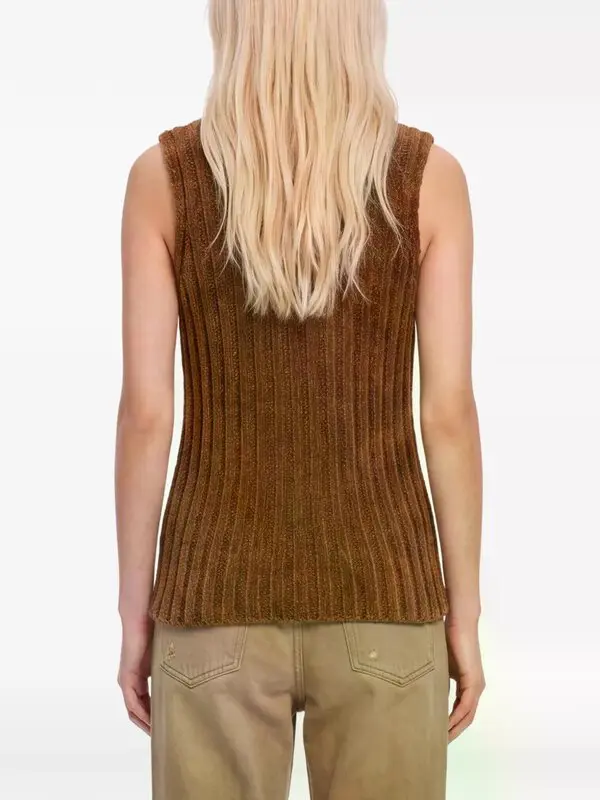 R13 Sleeveless Ribbed Knit High Neck Sweater