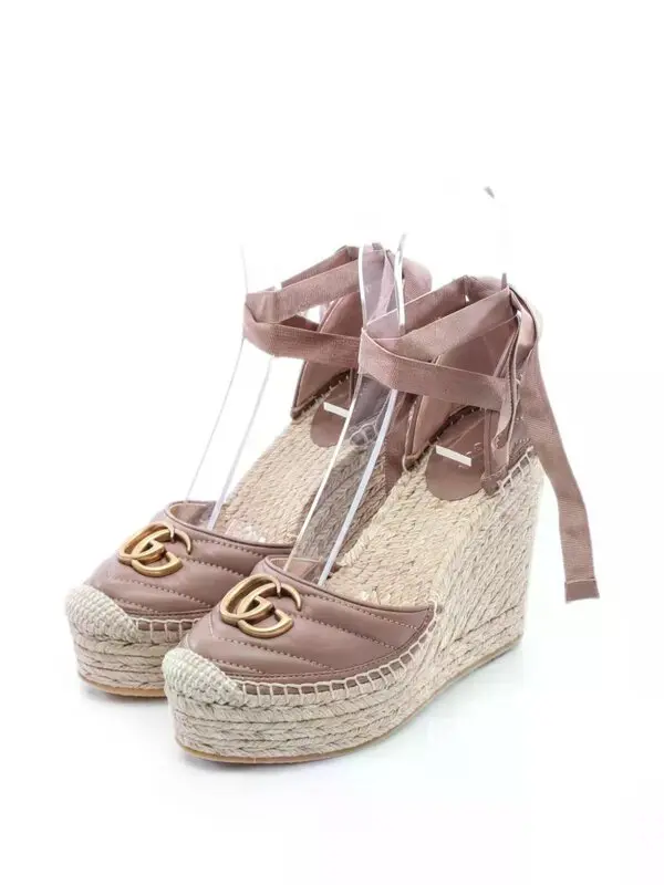Gucci Gg Marmont Espadrille Wedge Sandals - Pink