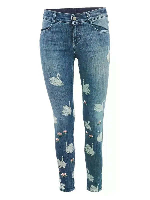 Stella McCartney Embroidered Swan Print Skinny Jeans